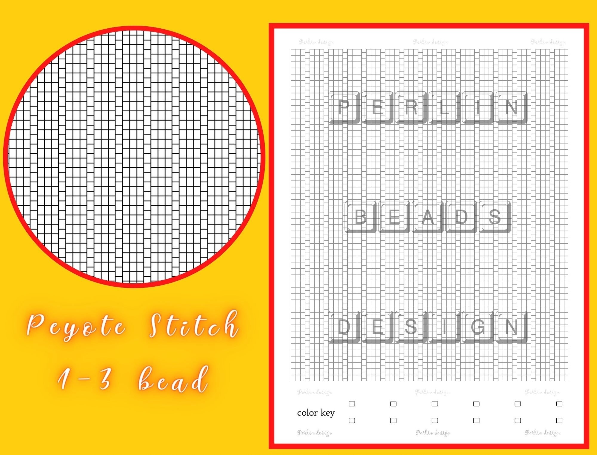 Peyote Stitch 5 Types of Pattern for Cylindrical Beads. Set of Graphic ...