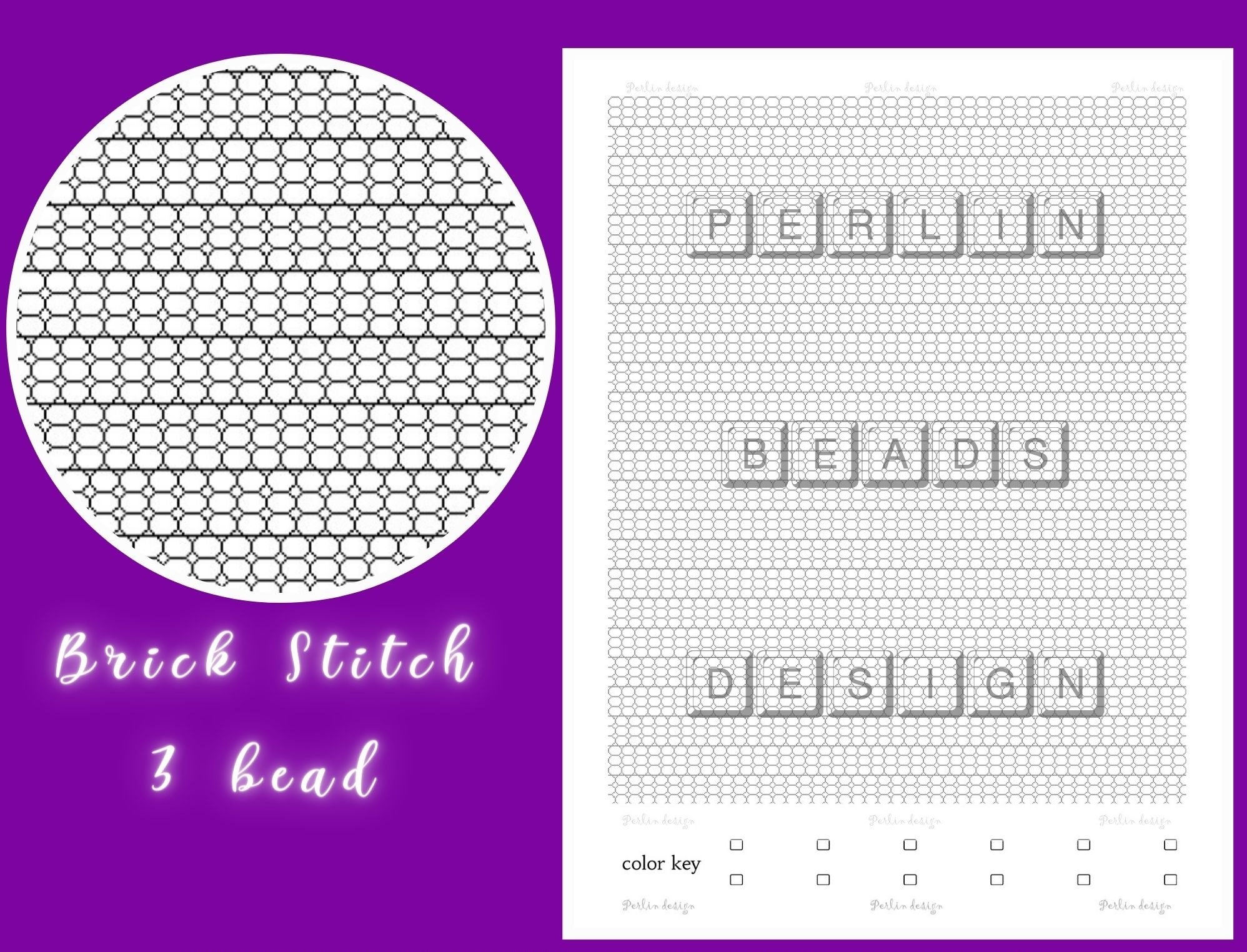Brick Stitch 3 Bead. Seed Bead Pattern. Graphing Paper for Beading ...