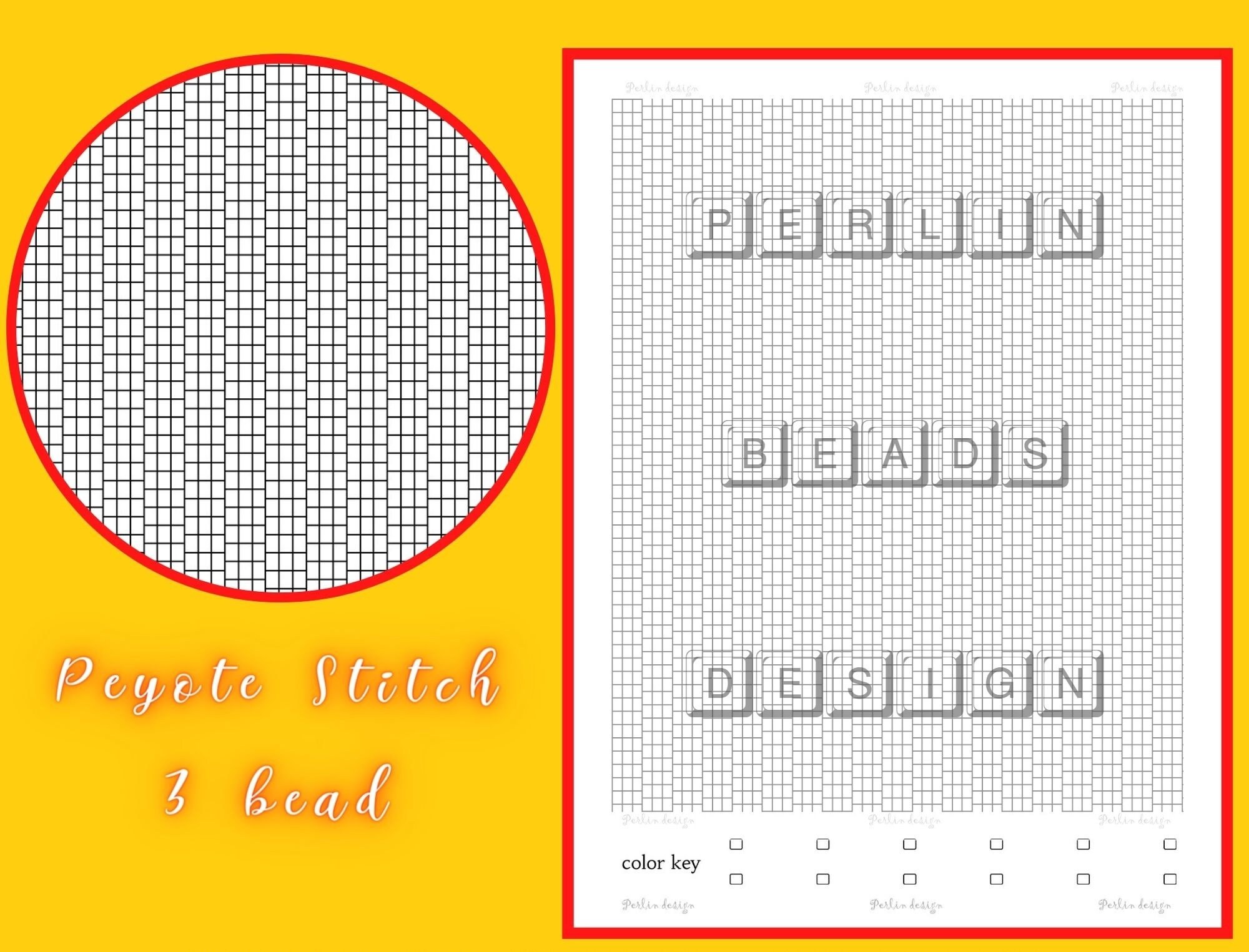 Peyote Stitch 5 Types of Pattern for Cylindrical Beads. Set of Graphic ...