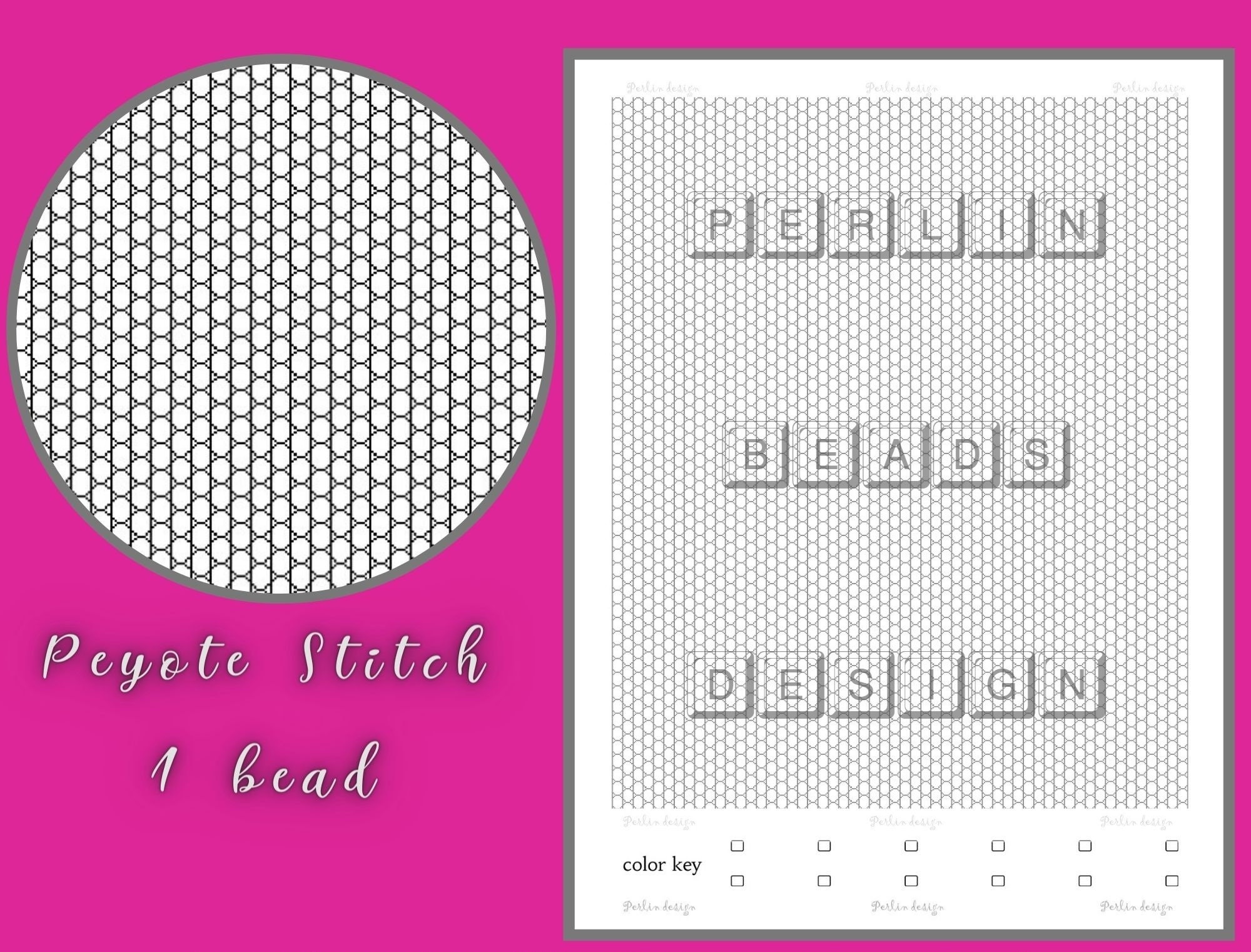 Peyote Stitch 5 Types of Pattern for Round Beads. Set of Graphic Paper ...