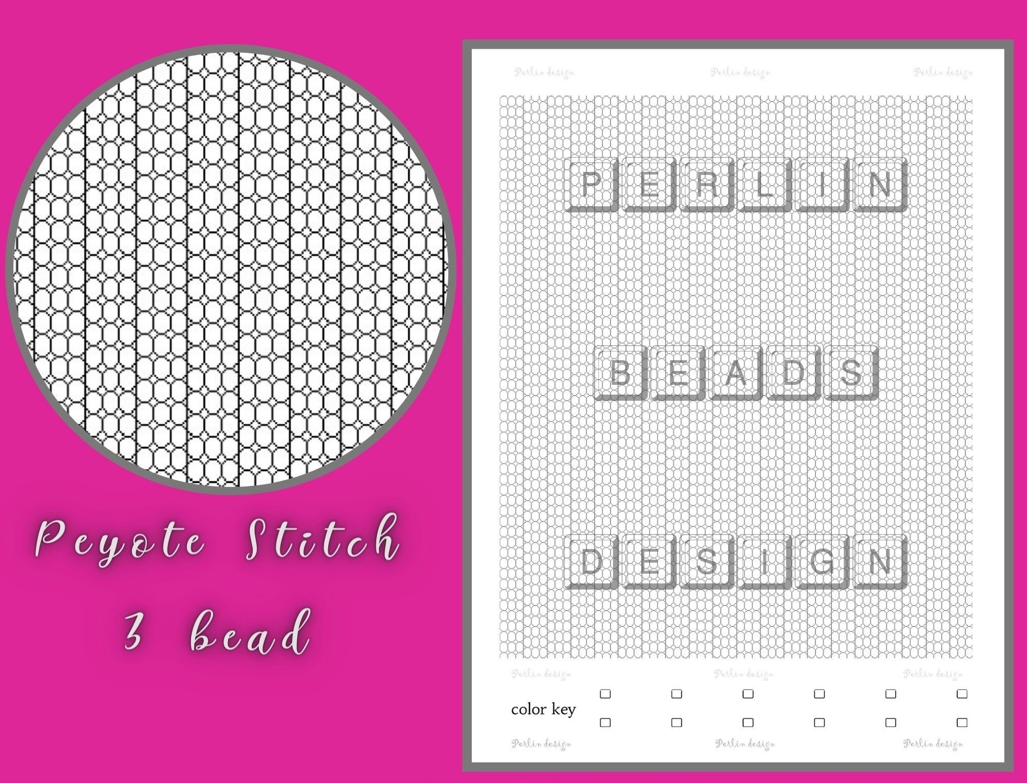Peyote Stitch 5 Types of Pattern for Round Beads. Set of Graphic Paper ...