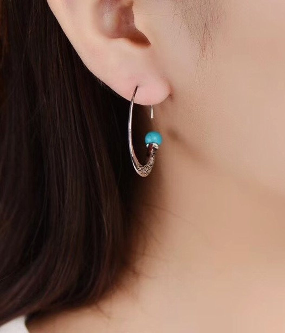 Silver Hoop Earrings Boho Open Hoop Earrings Hoop Earrings - Etsy