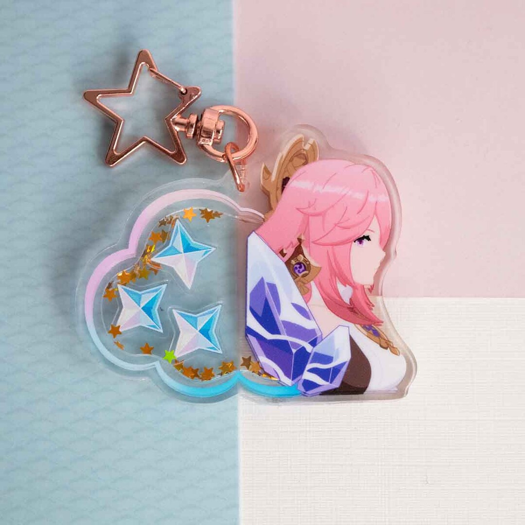 Genshin Impact Yae Miko Shaker Keychain Shakable Primogems Inside - Etsy