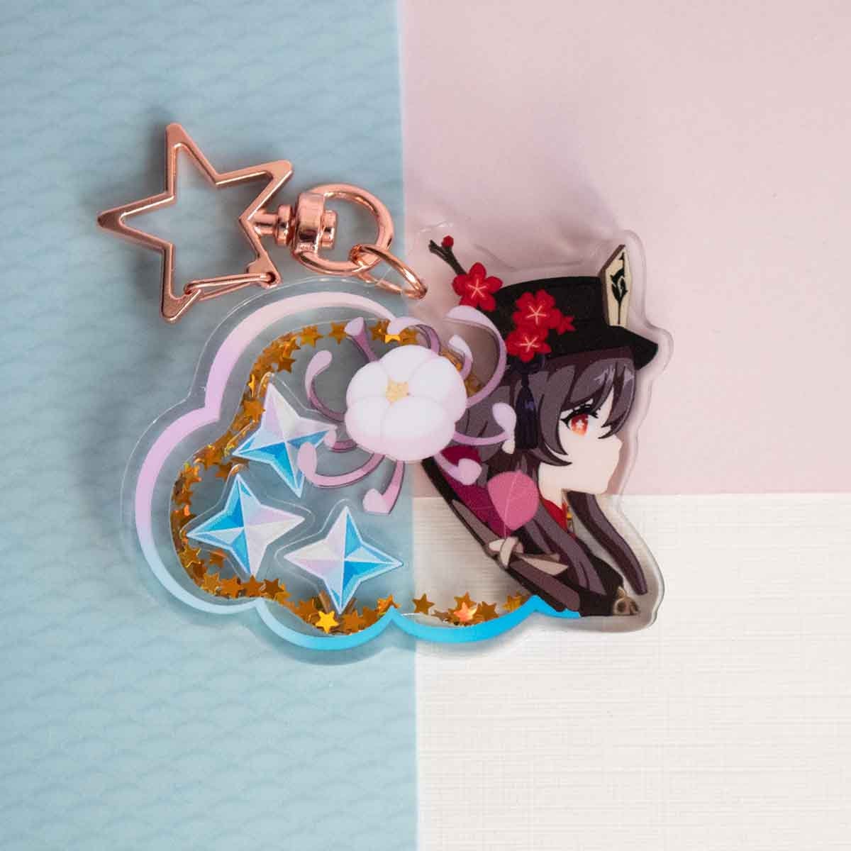 Genshin Impact Hu Tao Shaker Keychain Shakable Primogems Inside - Etsy