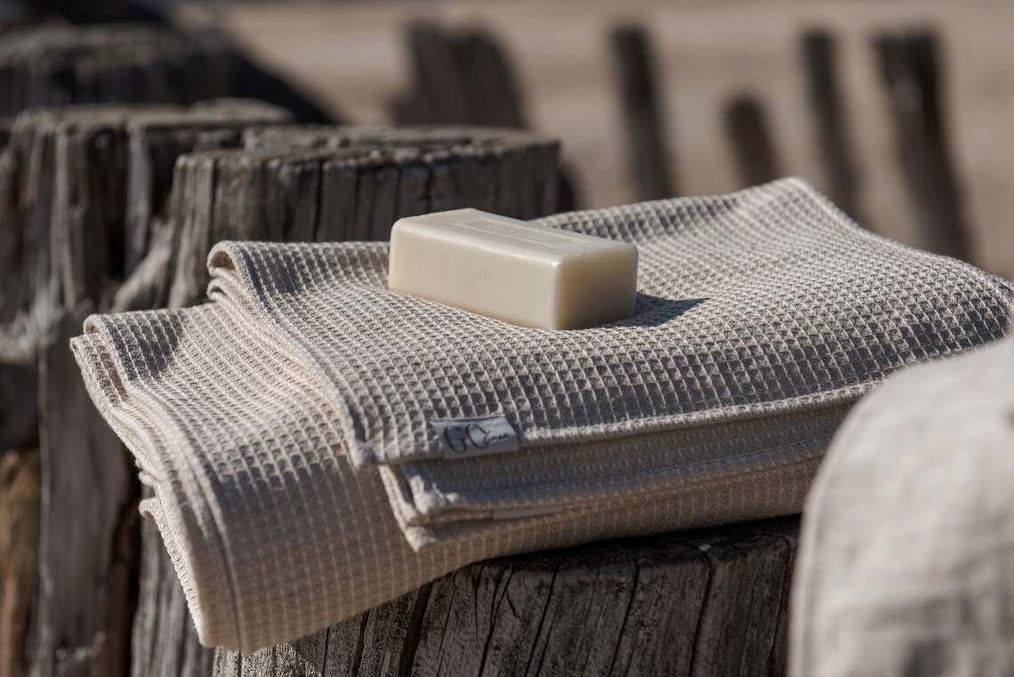 Linen Hand Towel With Loop Waffle Bath Towel Organic Linen Towels ...