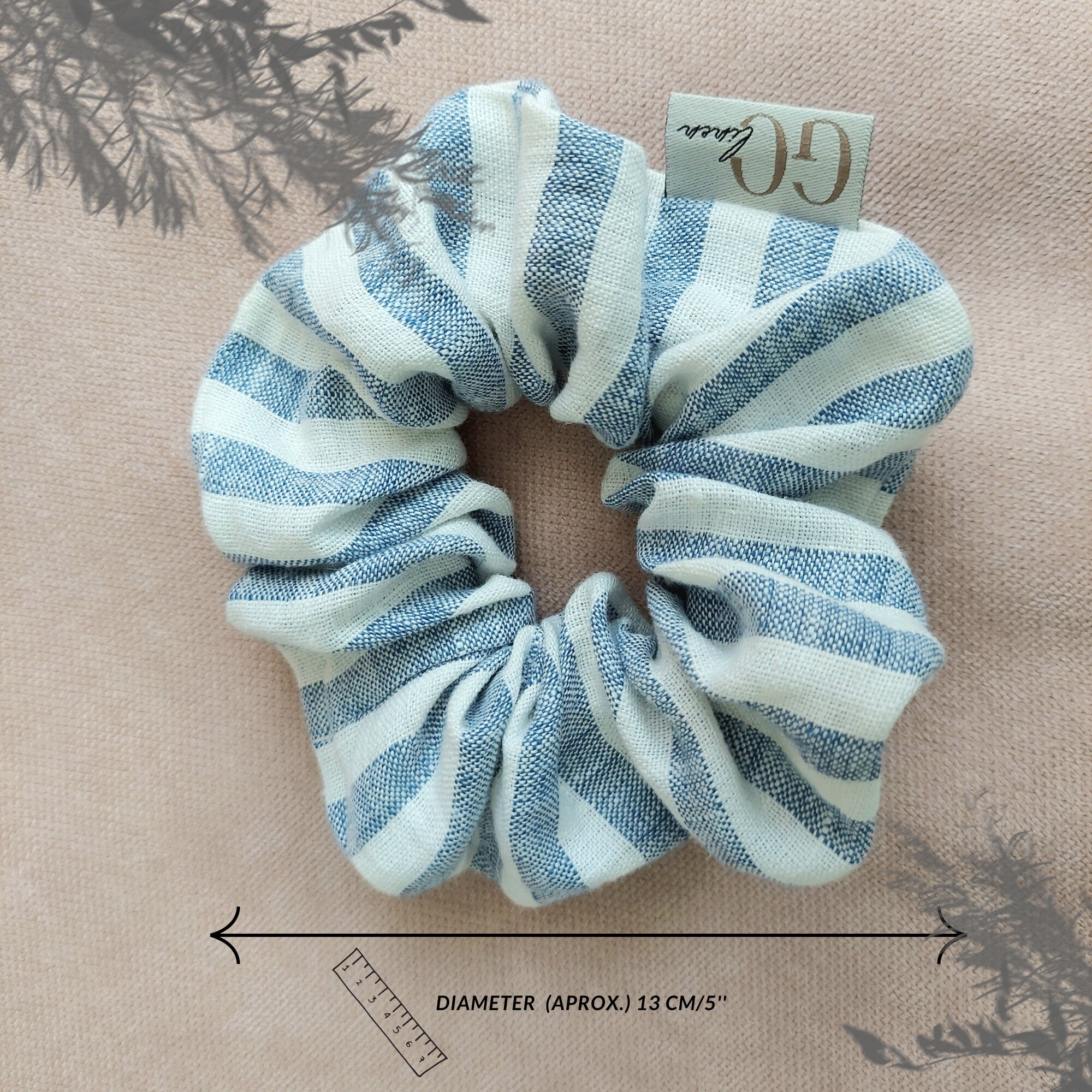 Linen Scrunchie Minimalist Cute Scrunchie Blue Striped Hair Elastic ...