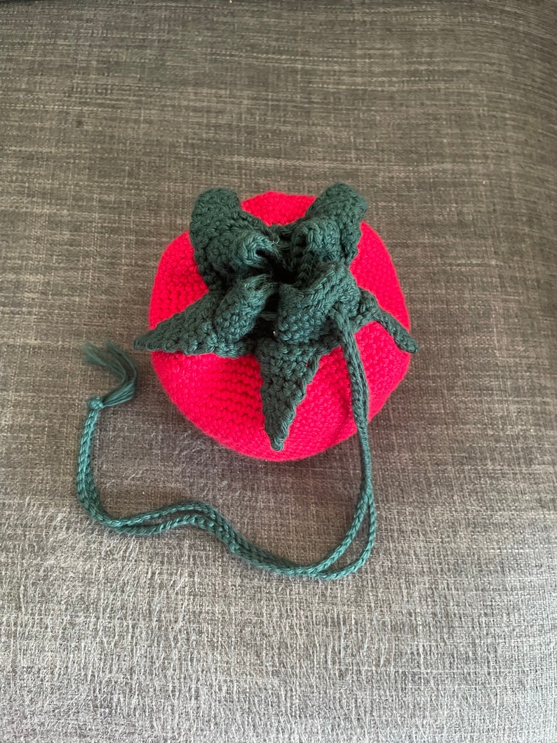 Tomato Fruit Drawstring Bag Crochet Pattern | No-sew Pouch Pattern for ...