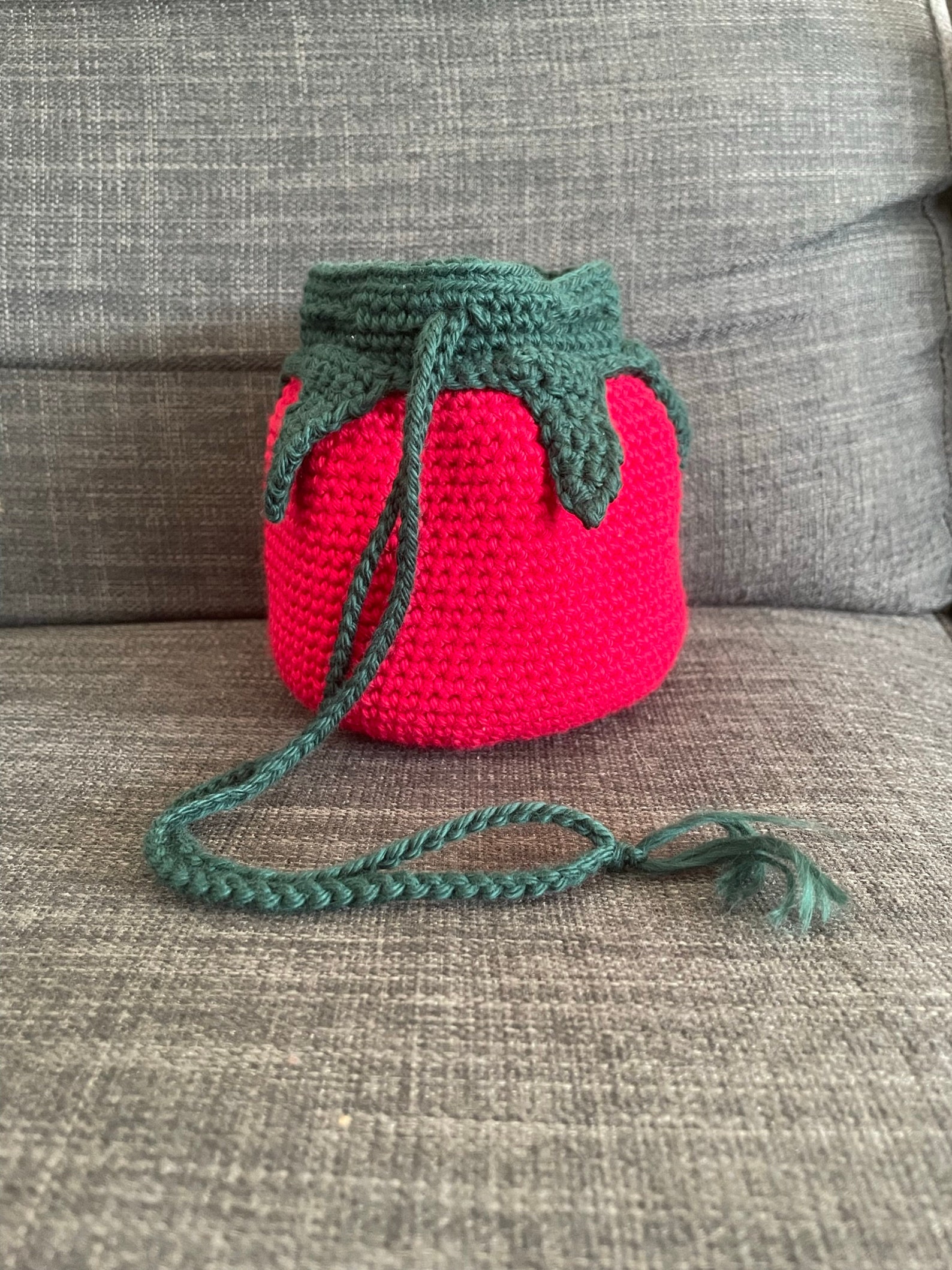 Tomato Fruit Drawstring Bag Crochet Pattern | No-sew Pouch Pattern for ...