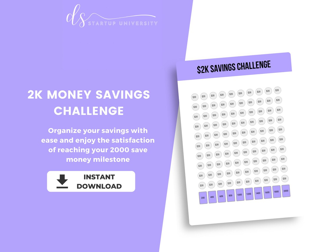 Money Saving Challenge Printable 2k Saving Tracker Money Saving ...