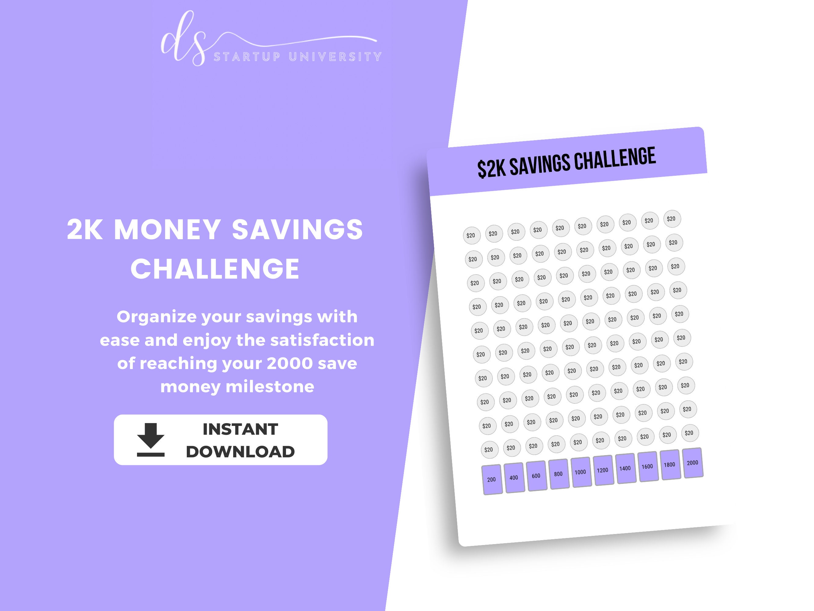 Money Saving Challenge Printable 2k Saving Tracker Money Saving ...