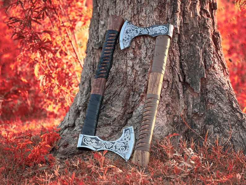 RAGNAR VIKING AXE Forged Camping Axe With Rose Woos Shaft - Etsy