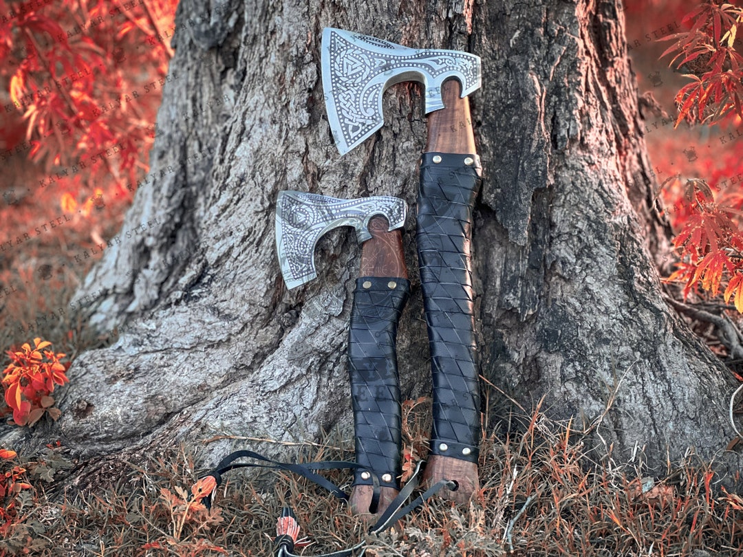 Best ANNIVERSARY Gift Custom Hand Forged Viking Axe, Ash Wood Shaft, Birthday & Wedding Gift ...