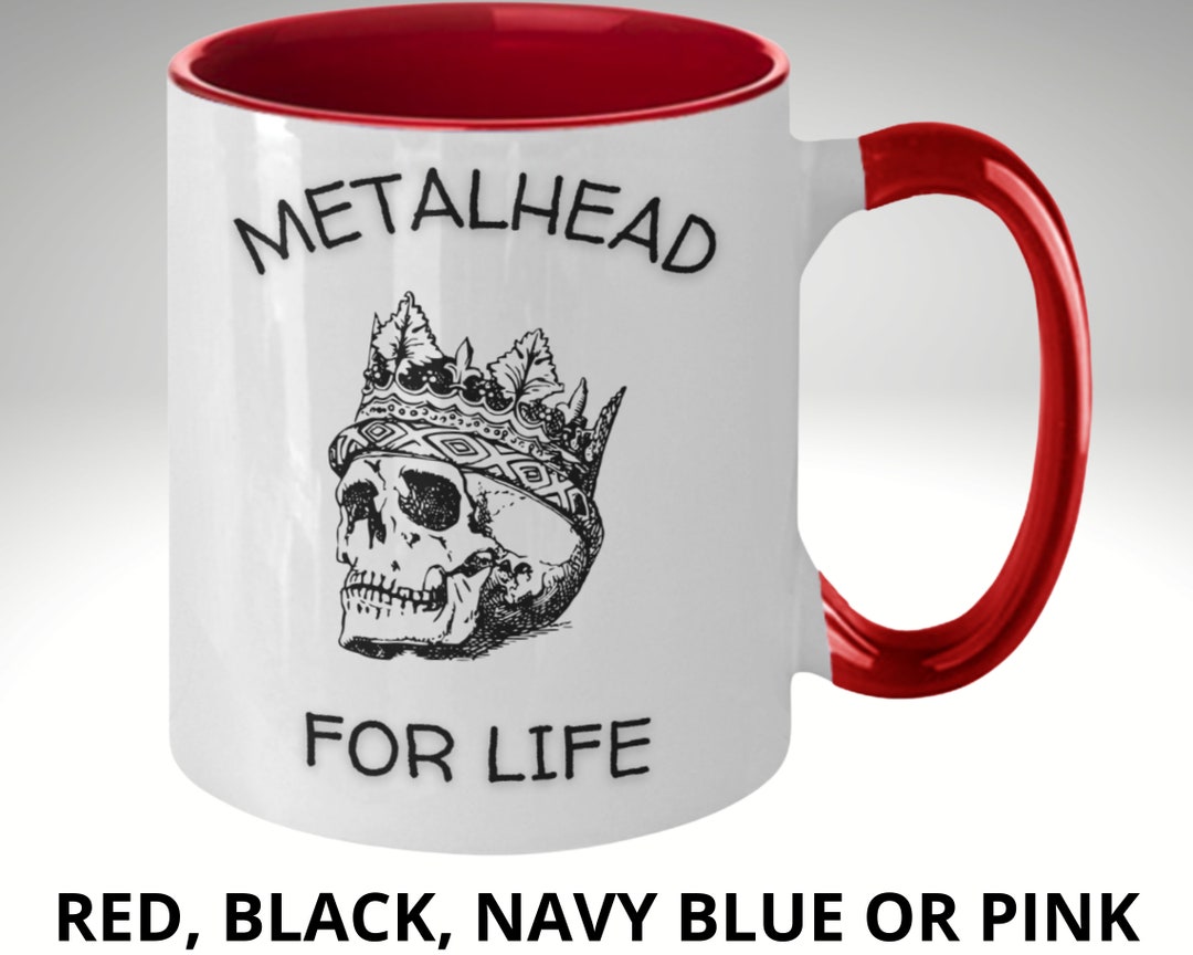 Metalhead Skull Coffee Mug - Metalhead for Life 2-tone Heavy Metal ...