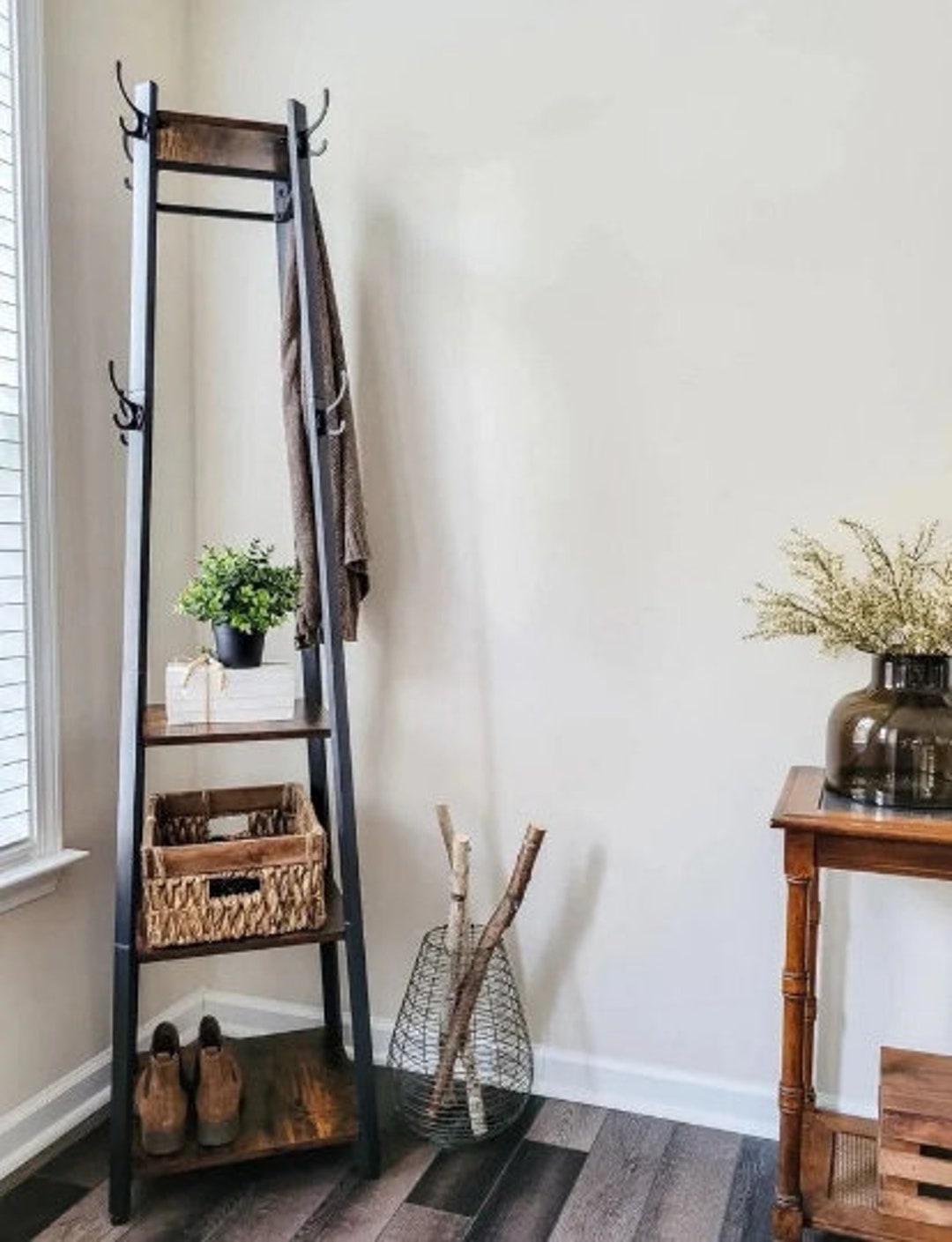 Industrial Hall Tree, Metal Coat Rack Stand, Entryway Coat Tree ...