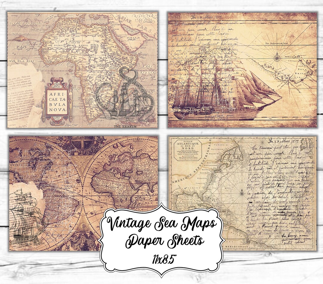 Antique Sea Maps Sheets Nautical Maps Junk Journal Vintage - Etsy