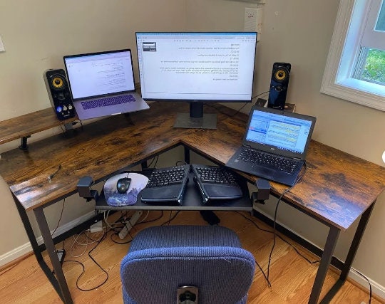 Industrial Corner Desk, L-shaped Computer Desk, Industrial PC Desk ...