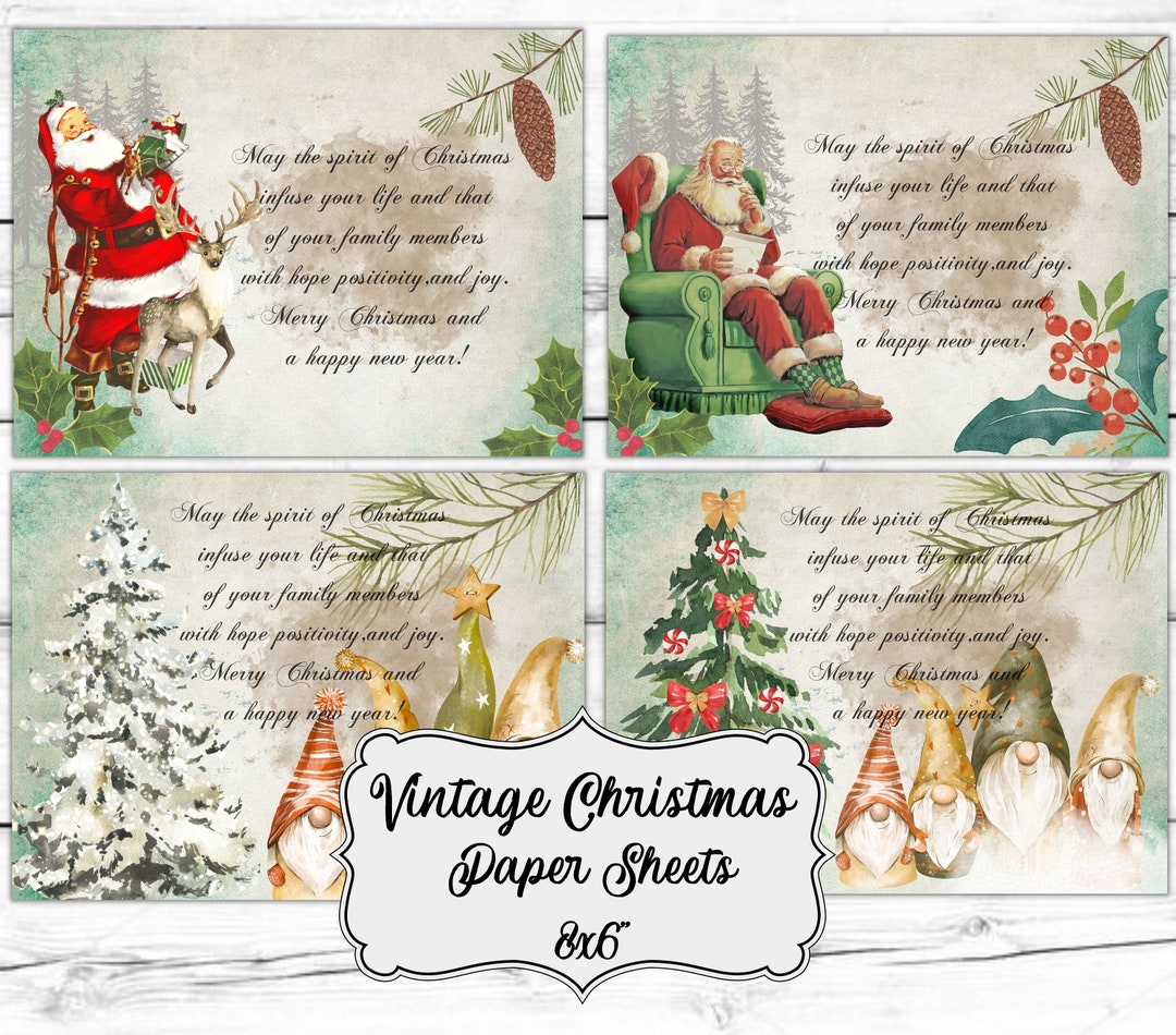 Christmas Paper Sheets Christmas Junk Journal Santa Claus - Etsy