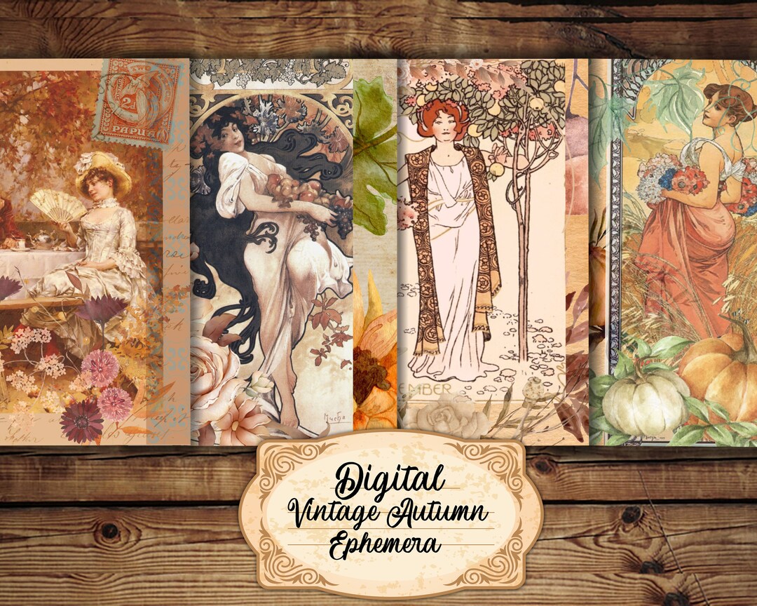 Printable Autumn Ephemera Vintage Woman Ephemera Printable - Etsy