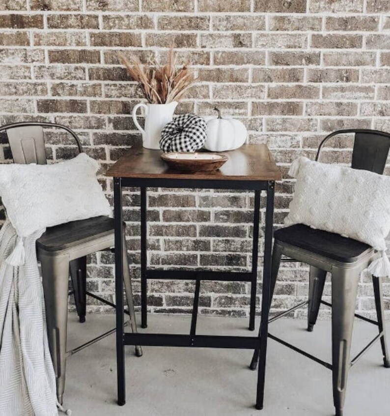 Industrial Square Bar Table, Rustic Bar Table, Metal High Dining Table ...