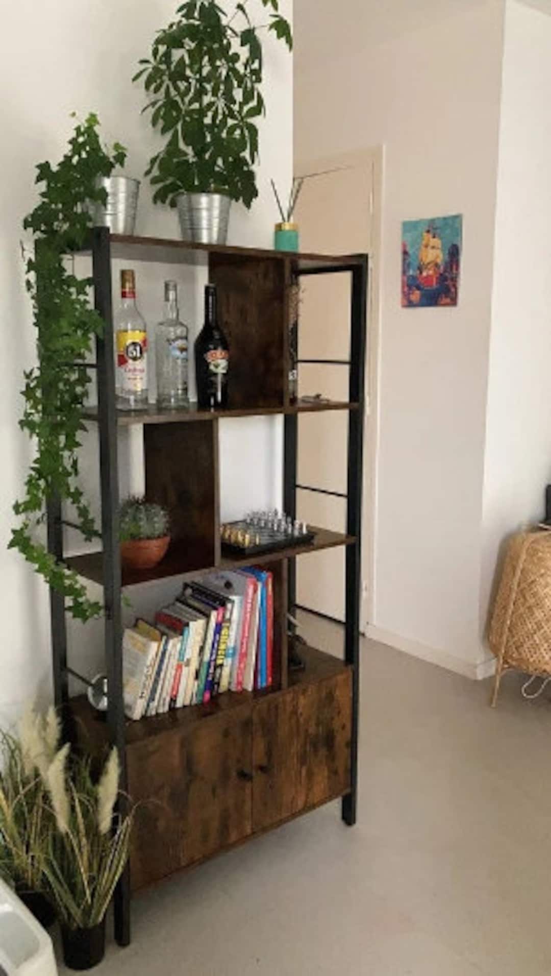 Industrial Office Bookcase, Rustic Style Bookshelf, Large Book Storage ...