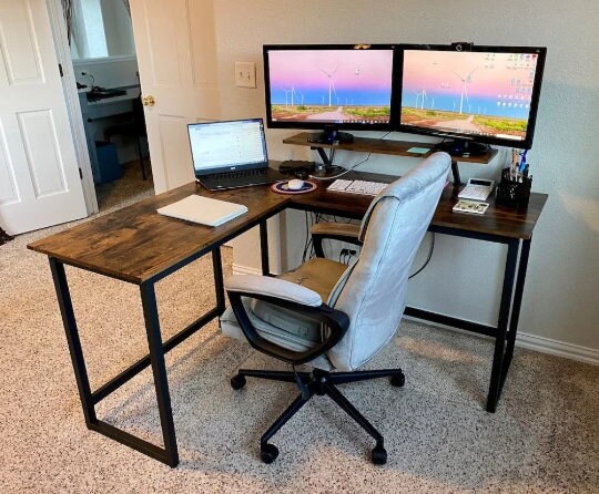 Industrial Corner Desk, L-shaped Computer Desk, Industrial PC Desk ...