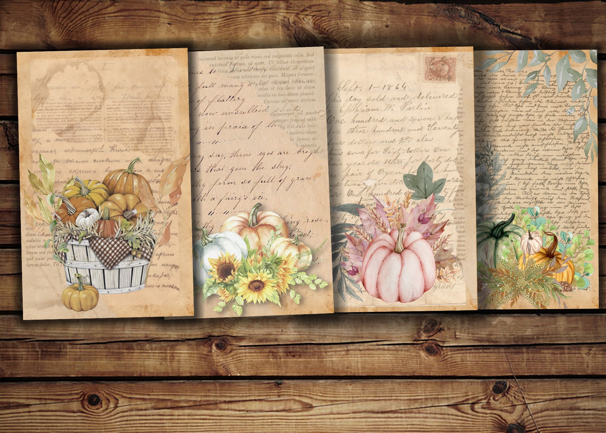 Printable Autumn Ephemera, Printable Pumpkin Ephemera, Vintage Fall ...