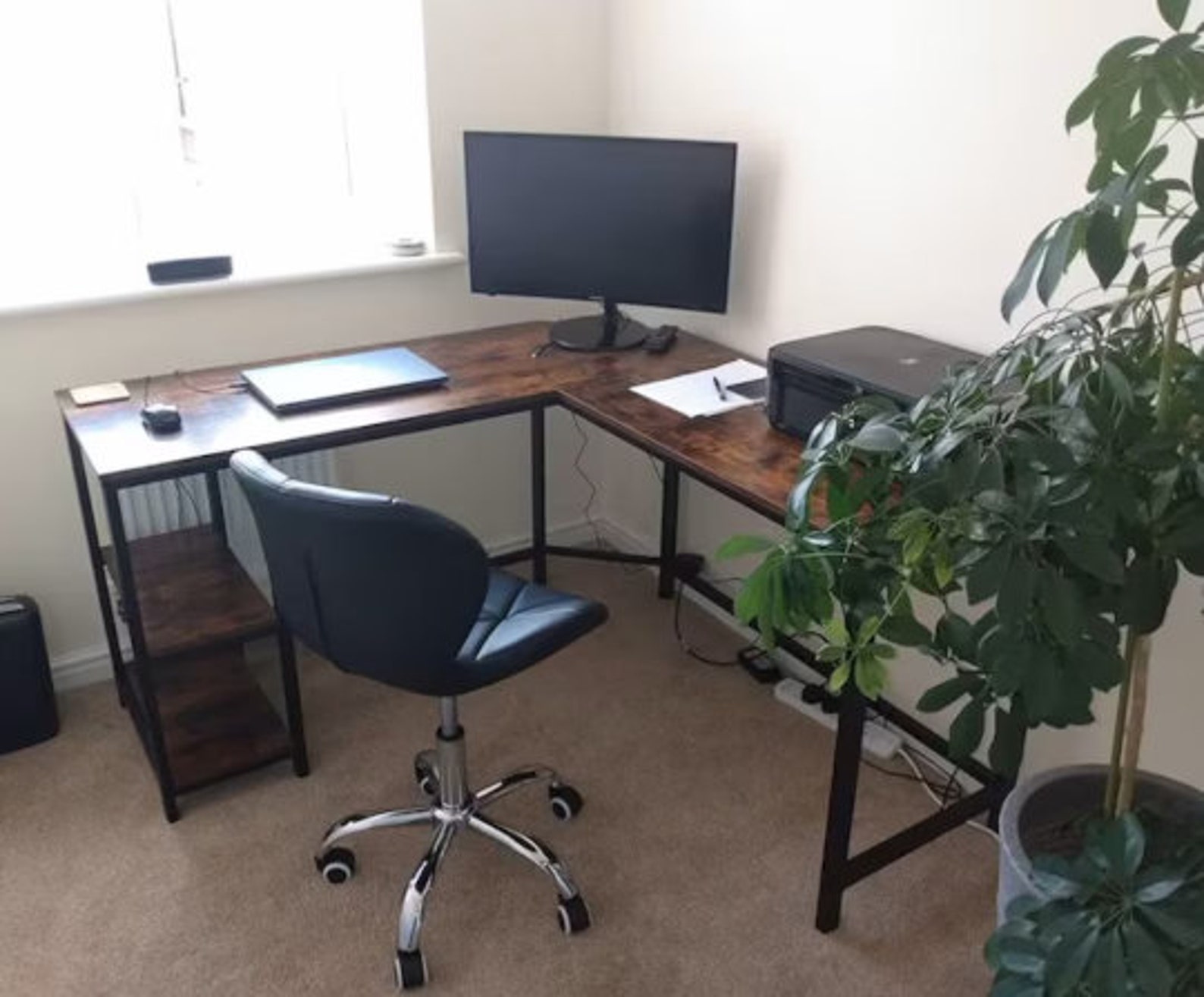 Industrial Corner Desk, L-shaped Computer Desk, Large Corner PC Desk ...