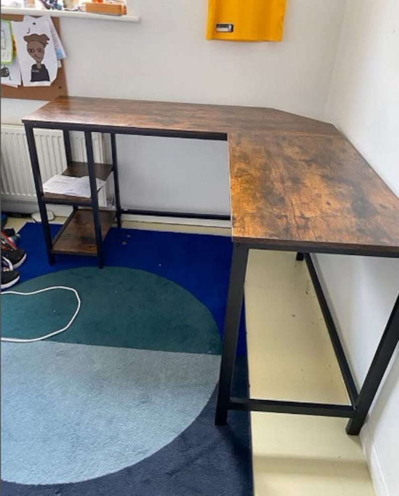 Industrial Corner Desk, L-shaped Computer Desk, Large Corner PC Desk ...