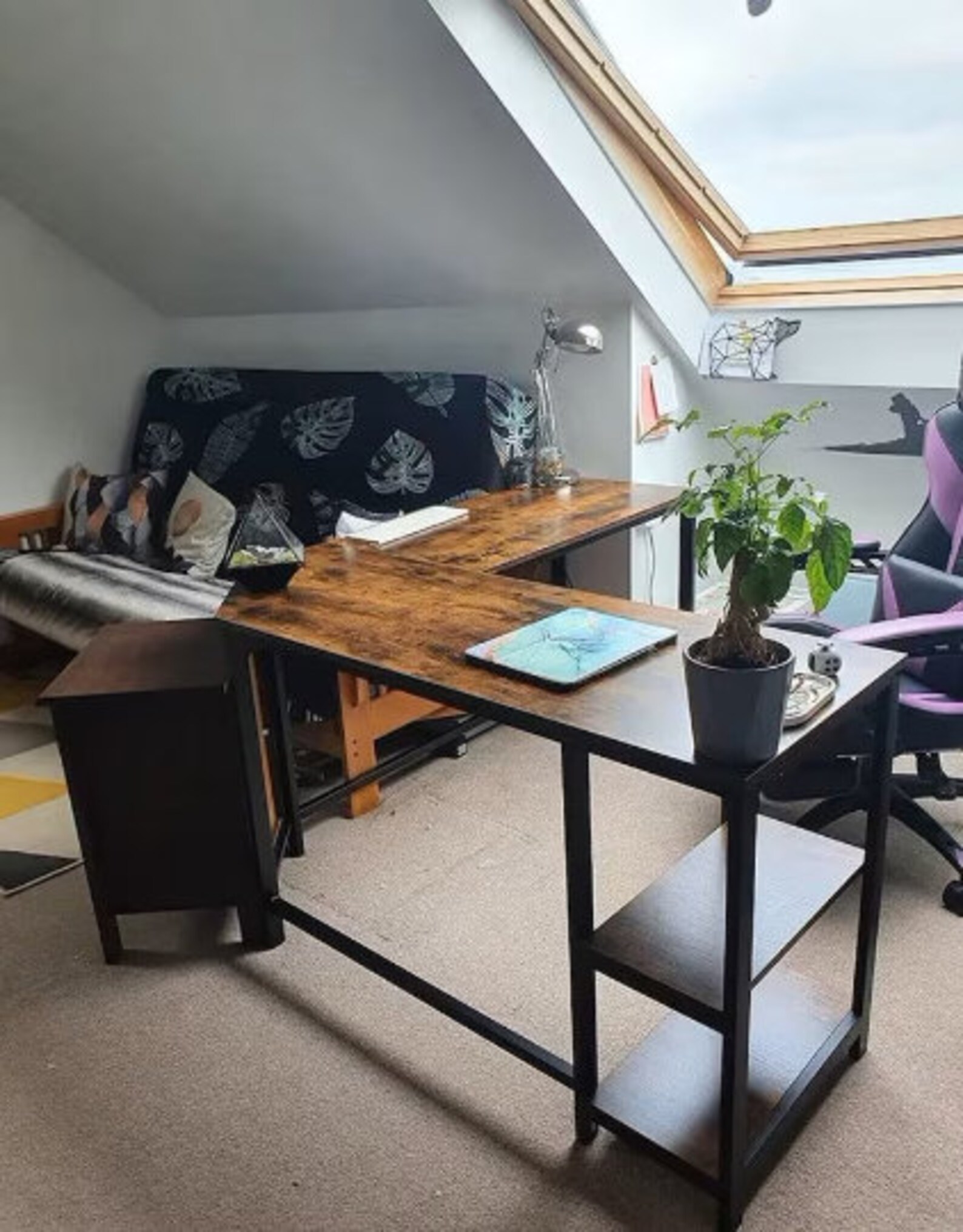 Industrial Corner Desk, L-shaped Computer Desk, Large Corner PC Desk ...