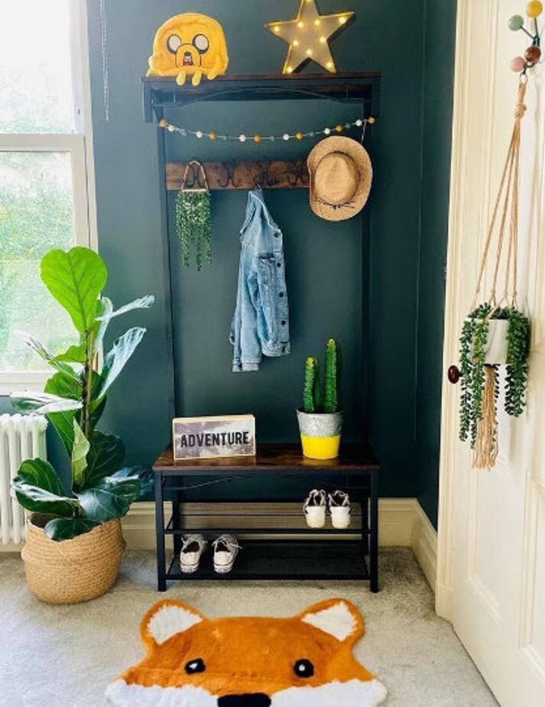 Industrial Coat Rack, Rustic Coat Rack, Coat Rack With Shoe Bench ...