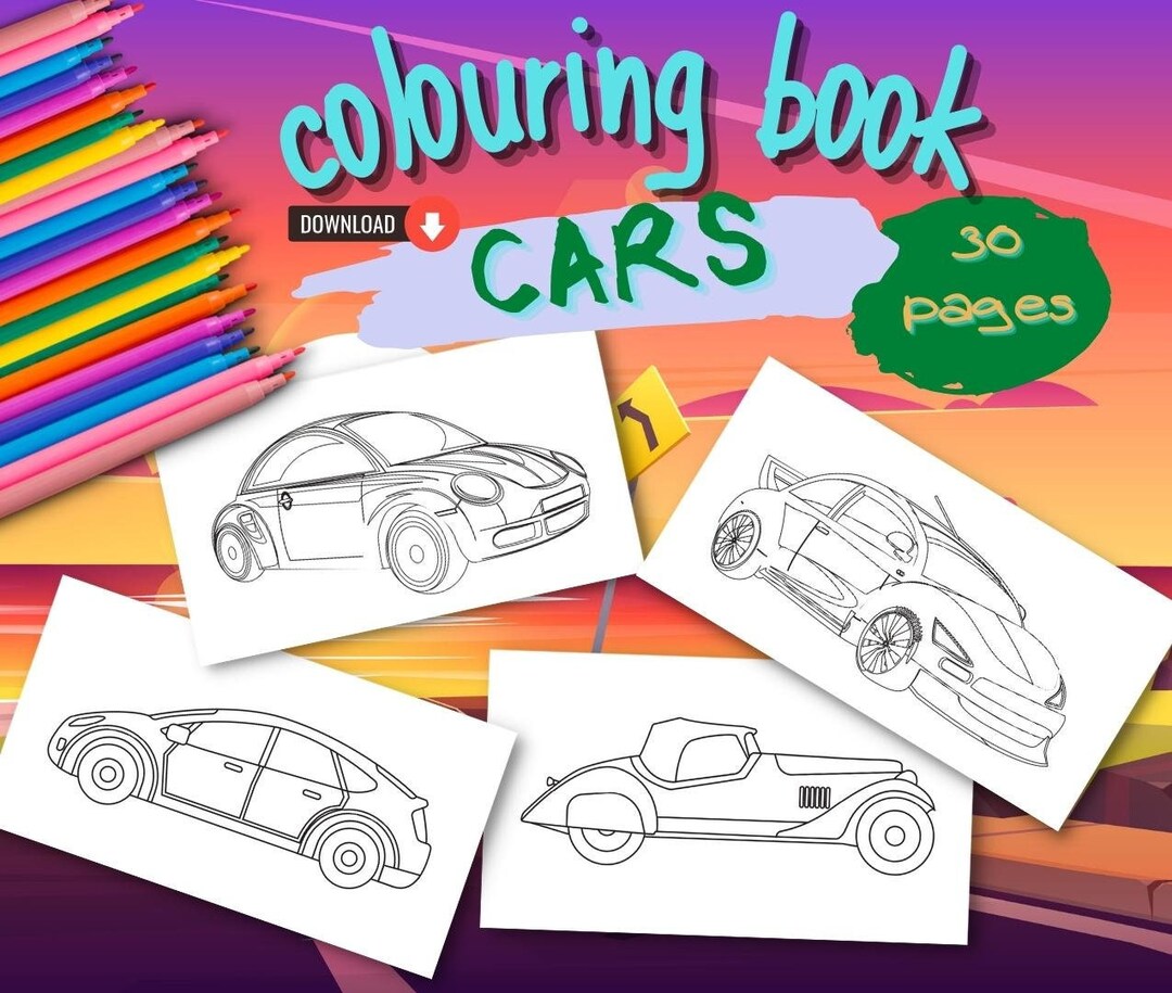 Printable Cars Coloring Book Printable Cars Colouring Book - Etsy UK