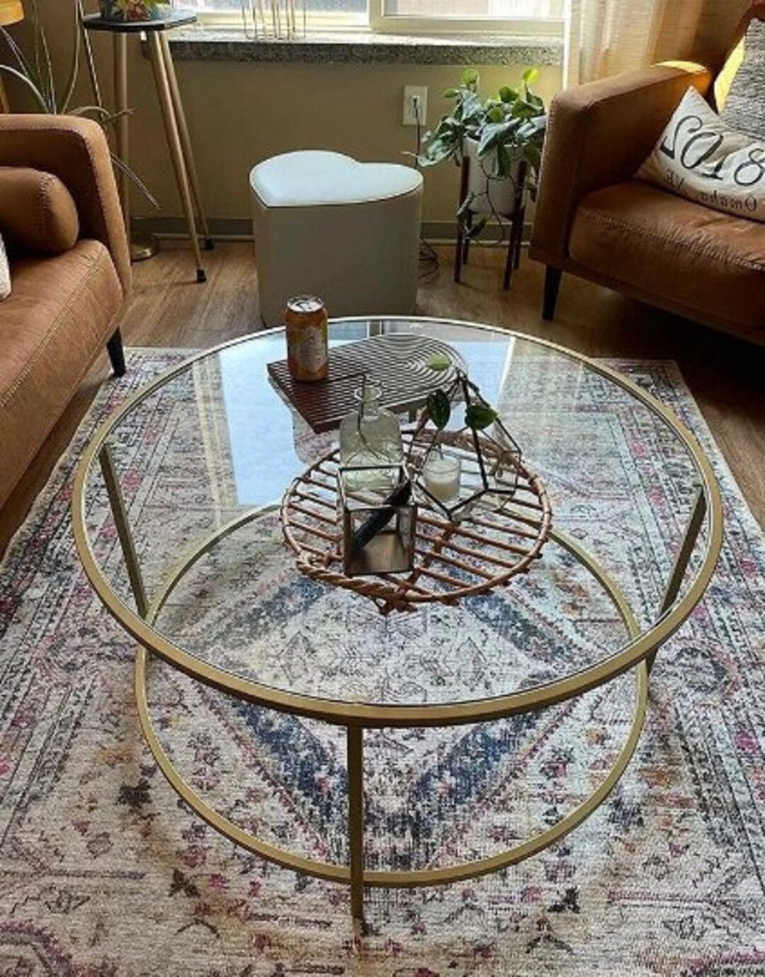 Golden Coffee Table, Round Coffee Table, Luxury Coffee Table, Glass Top ...