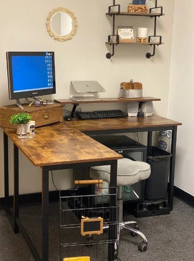 Industrial Corner Desk, L-shaped Computer Desk, Industrial PC Desk ...