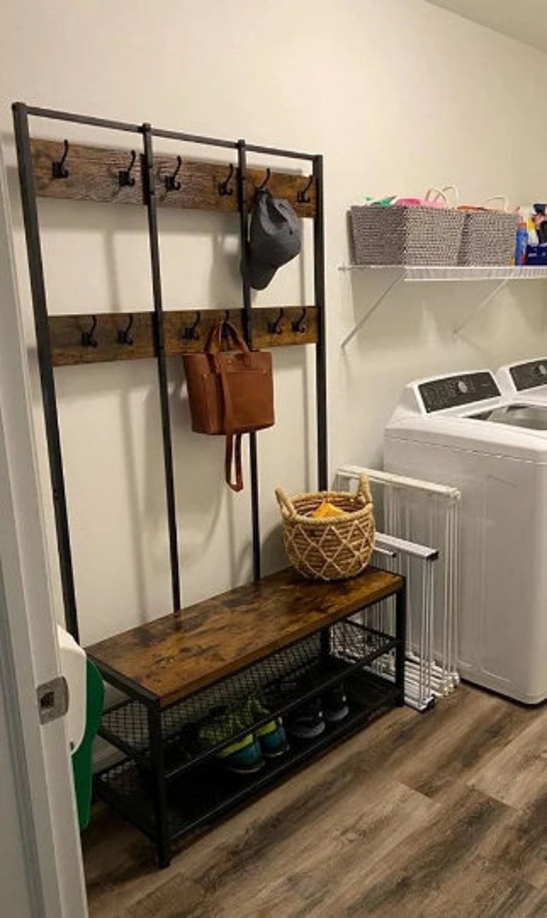 Industrial Coat Rack, Rustic Clothes Rack, Hallway Coat Rack, Large ...