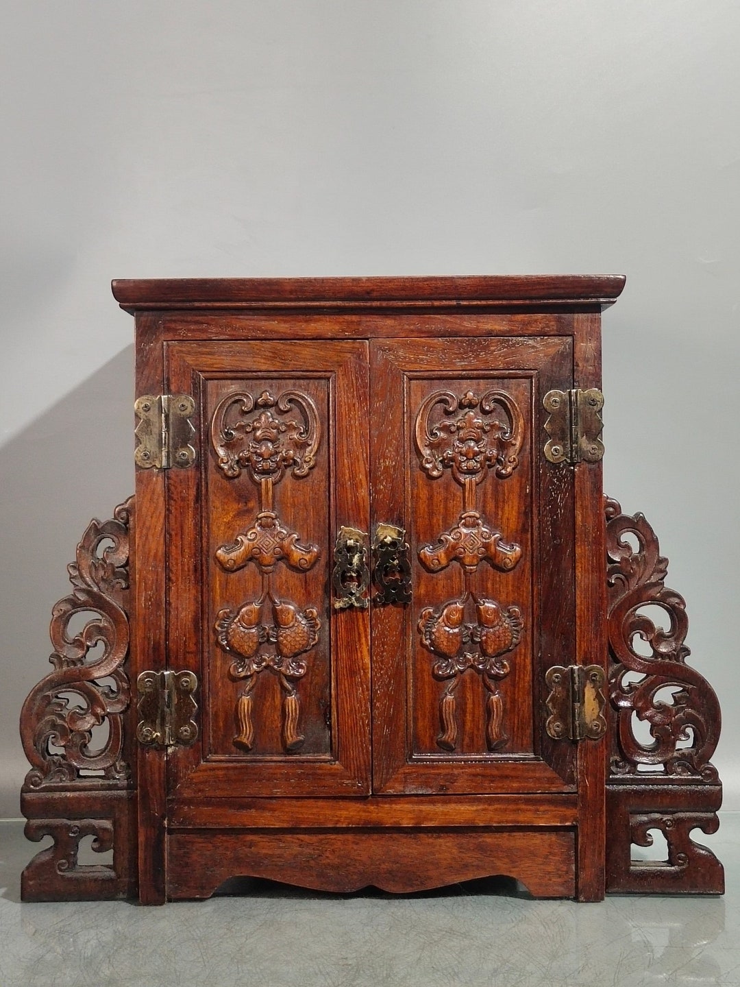 Chinese Collection Hand Carved Exquisite Rosewood Cabinet With - Etsy