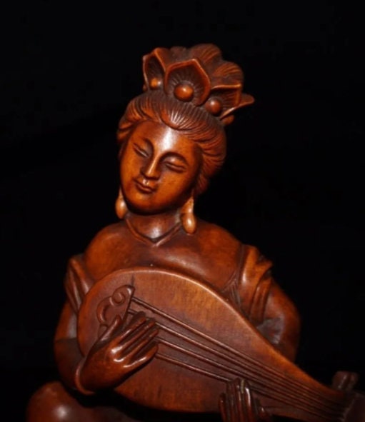 Old Boxwood Hand Carving Pipa Beauty Statueunique Design That - Etsy