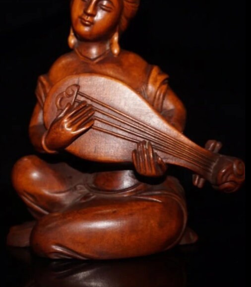 Old Boxwood Hand Carving Pipa Beauty Statueunique Design That - Etsy