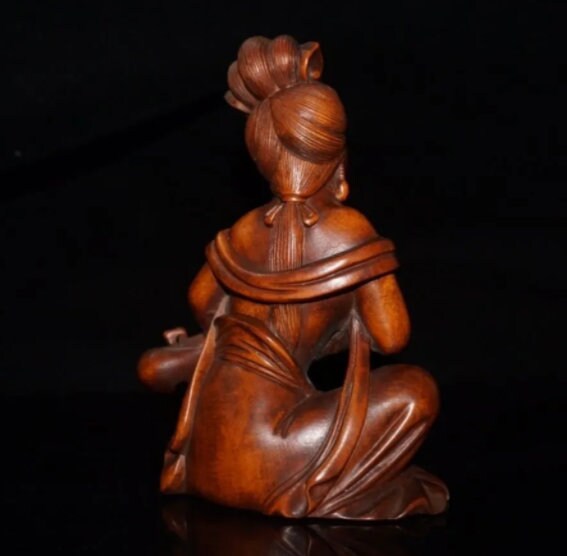Old Boxwood Hand Carving Pipa Beauty Statueunique Design That - Etsy
