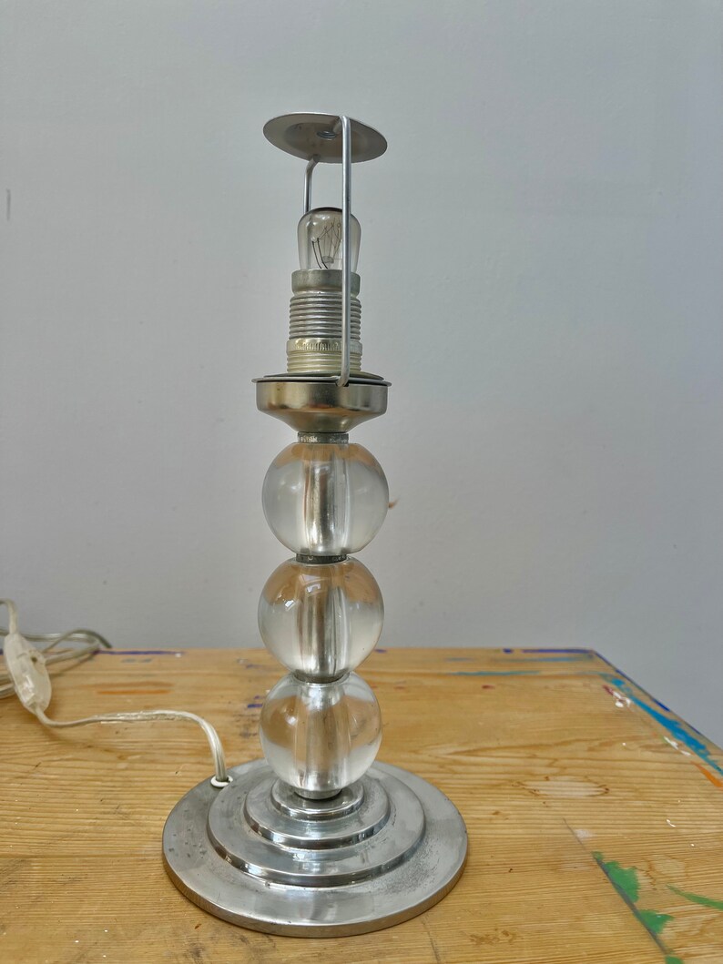 Jacques Adnet Art Deco Stacked Glass Lamp With Opaline Lampshade - Etsy