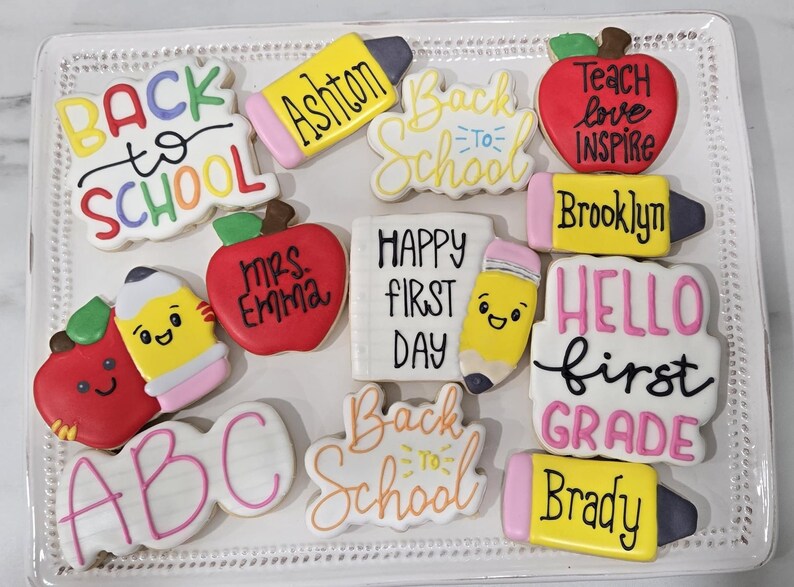 Back to School Cookies – Custom Sugar Cookies – Teacher Gift – Edible ...