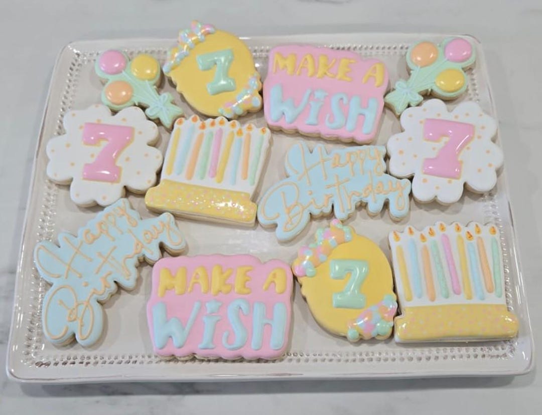 Custom Birthday Sugar Cookies - Hand Decorated Royal Icing Cookies for ...