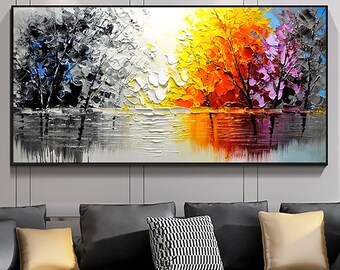 Large Colorful Tree Painting - Etsy