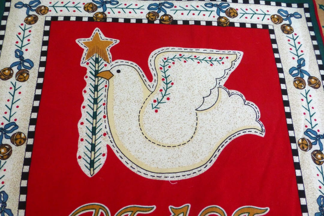 Cut and Sew Fabric Panel, Peace on Earth Fabric Panel, Mini Quilt Panel ...