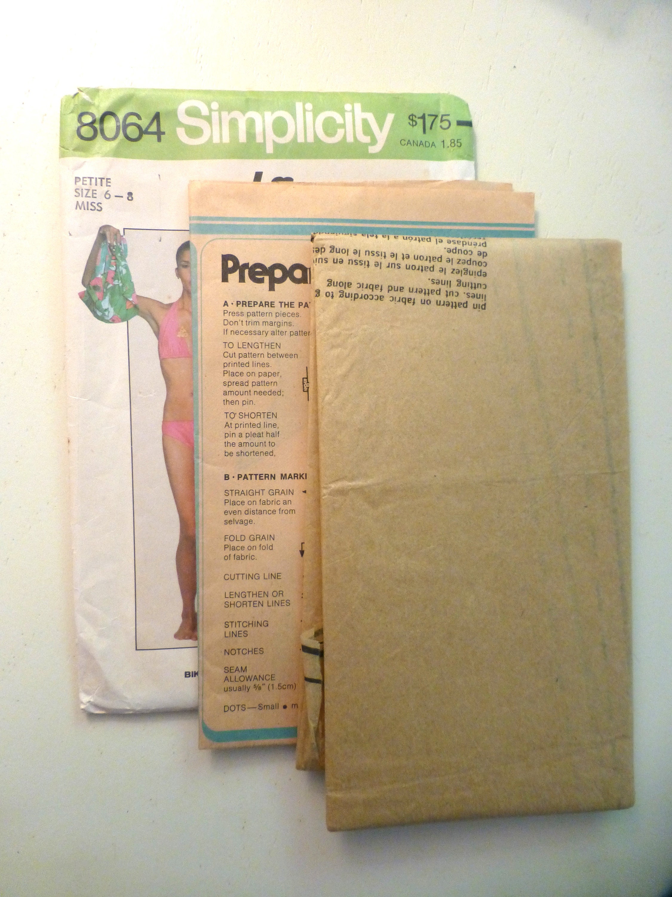 Vintage 1977 Simplicity Sewing Pattern, Jiffy Wrap Skirt, Bikini and ...