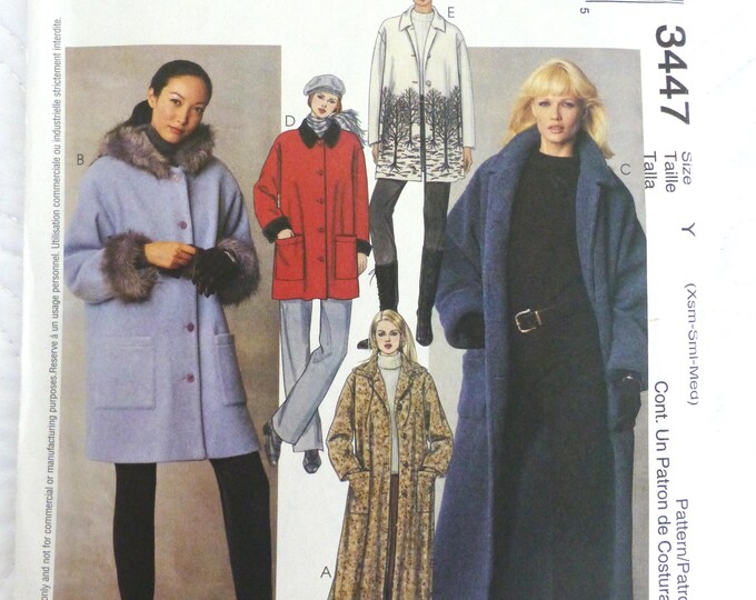 Mccall's Sewing Pattern 3447,uncut, Misses/miss Petite Coat Pattern ...