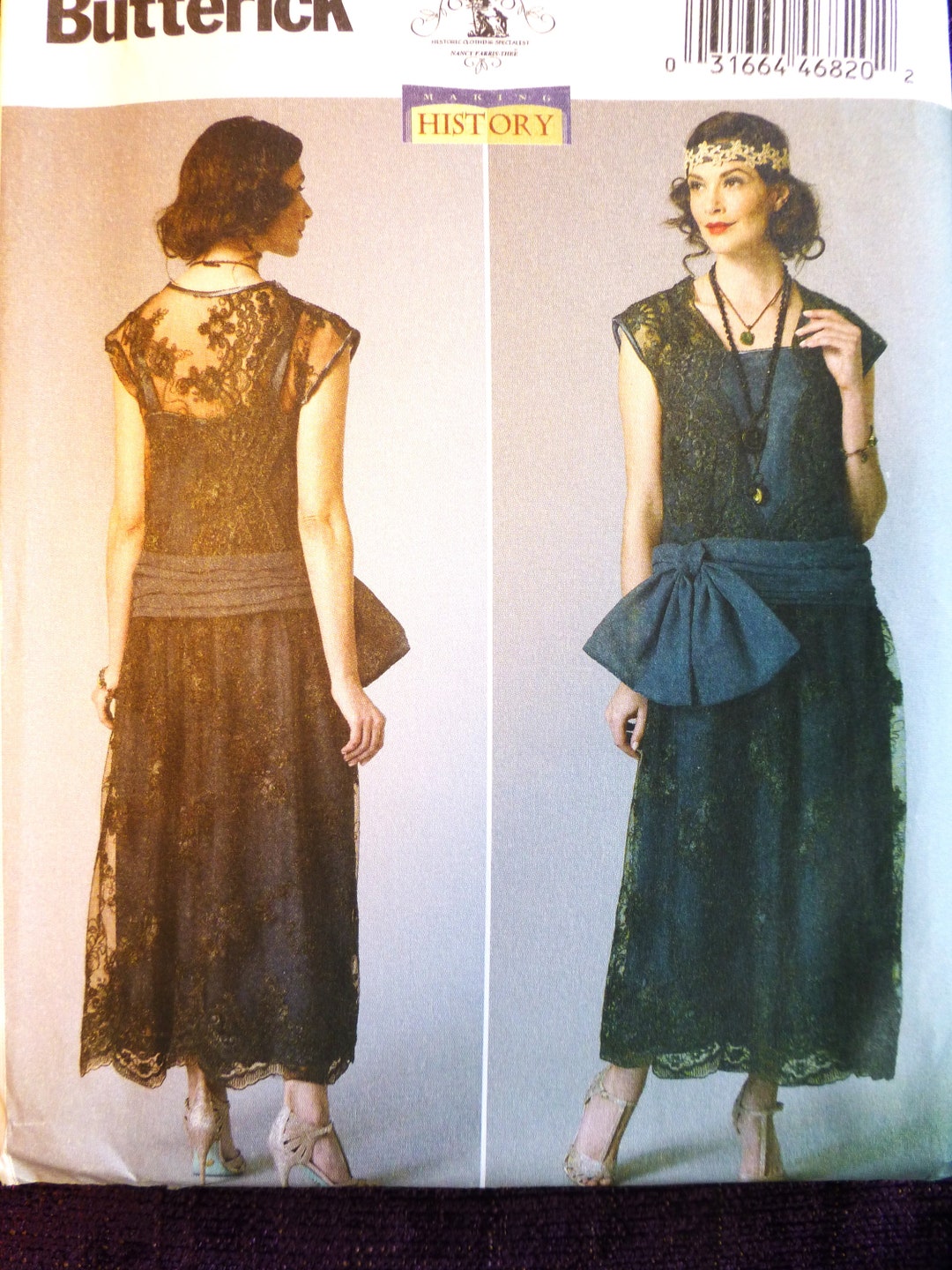 1920s Dress Sewing Pattern: Butterick B6399, Overlay & Bow Sash, Sizes ...
