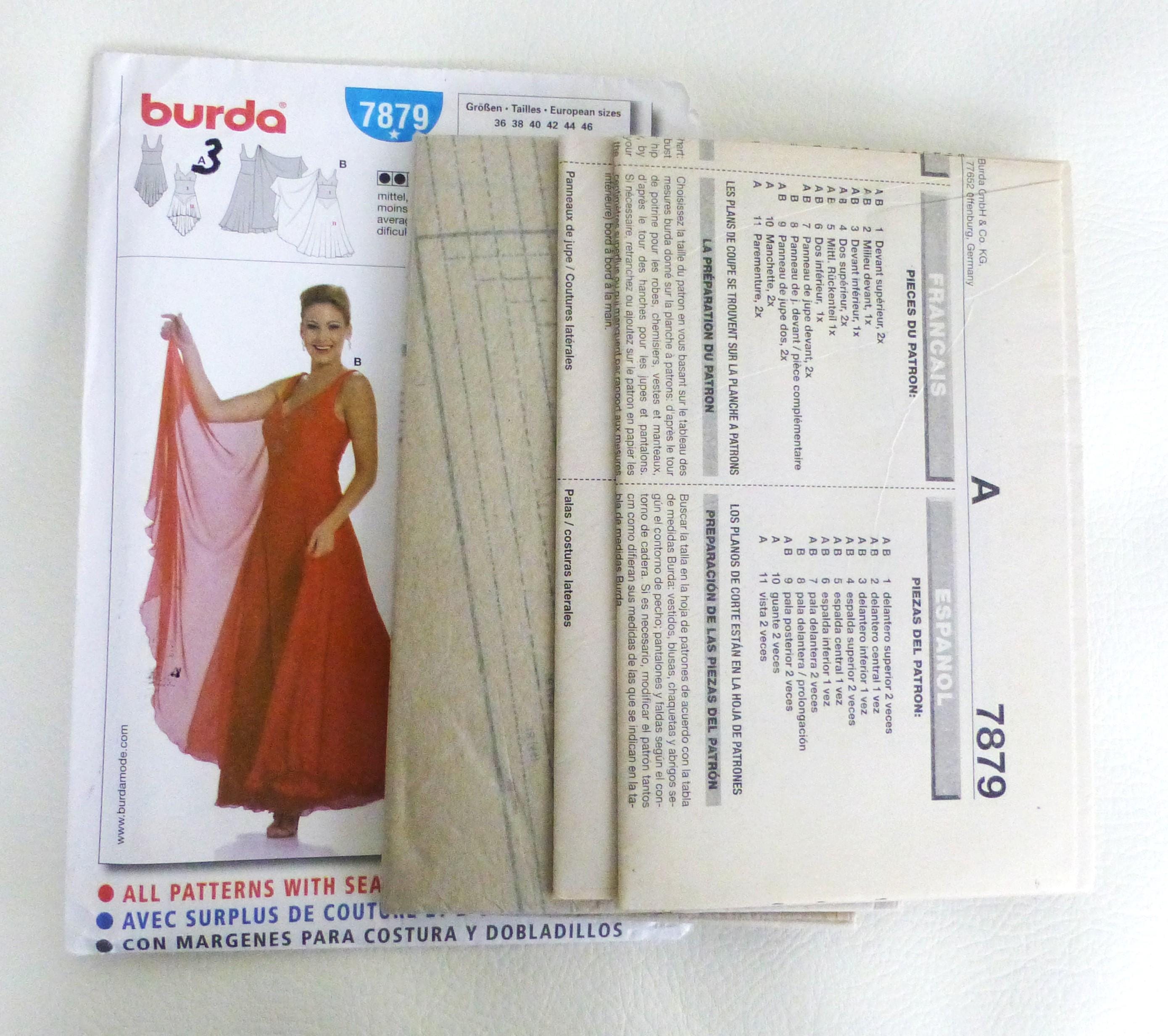 Burda Sewing Pattern 7879 Uncut Misses Ballroom Dancing Dress Pattern Salsa Tango Dress Sewing ...