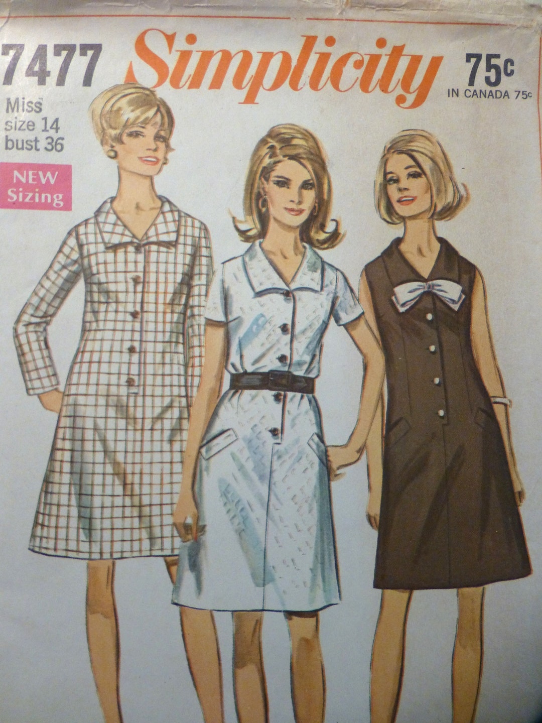 Simplicity Sewing Pattern, Vintage 1967, Classic A-line Dress With an ...
