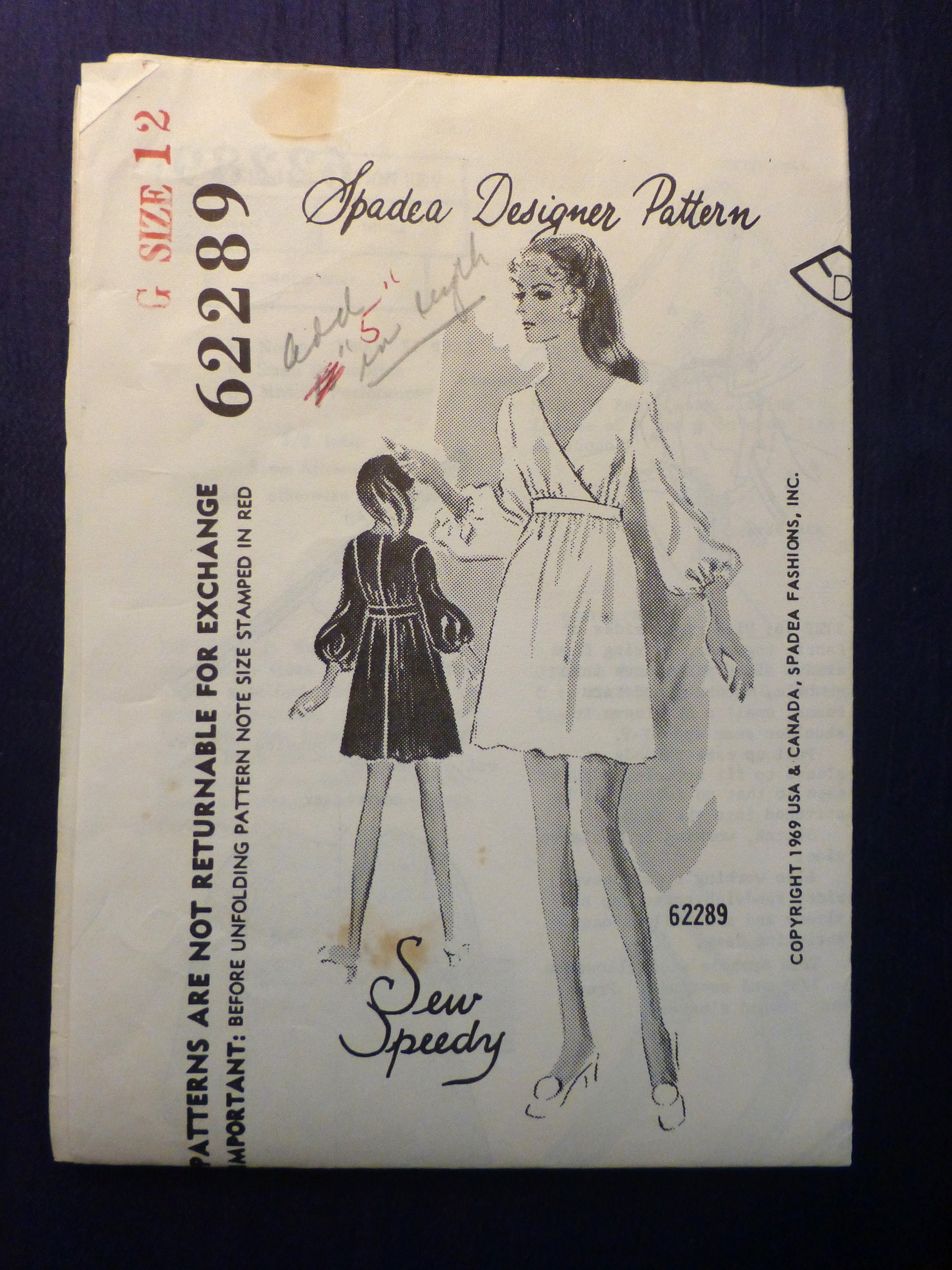 Spadea Sewing Pattern, Vintage 1969, Designer Pattern, Sew Speedy, Baby ...