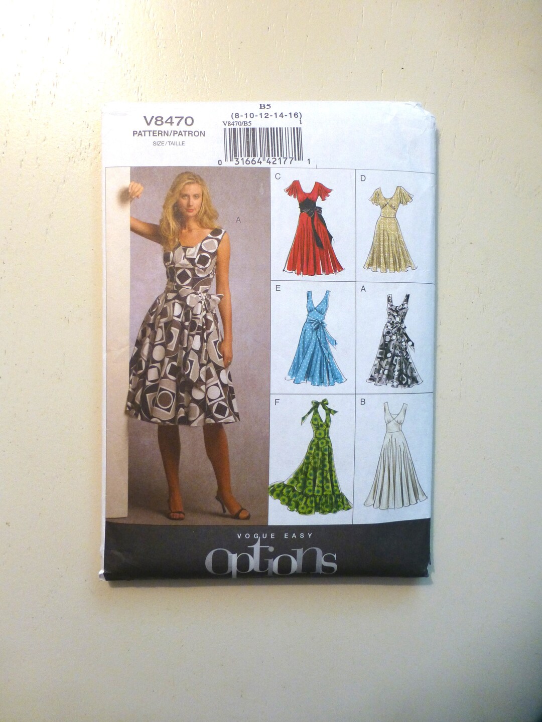 Vogue Sewing Pattern, Easy Options, Misses Dress- Fitted Bodice With ...